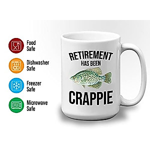 Fishing Lovers Coffee Mug 15Oz White - Retirement Has Been Crppie - Fisherman Fisher Boyfriend Lure Outdoorsmen Bass Pro Boat Lake Lovers Rod