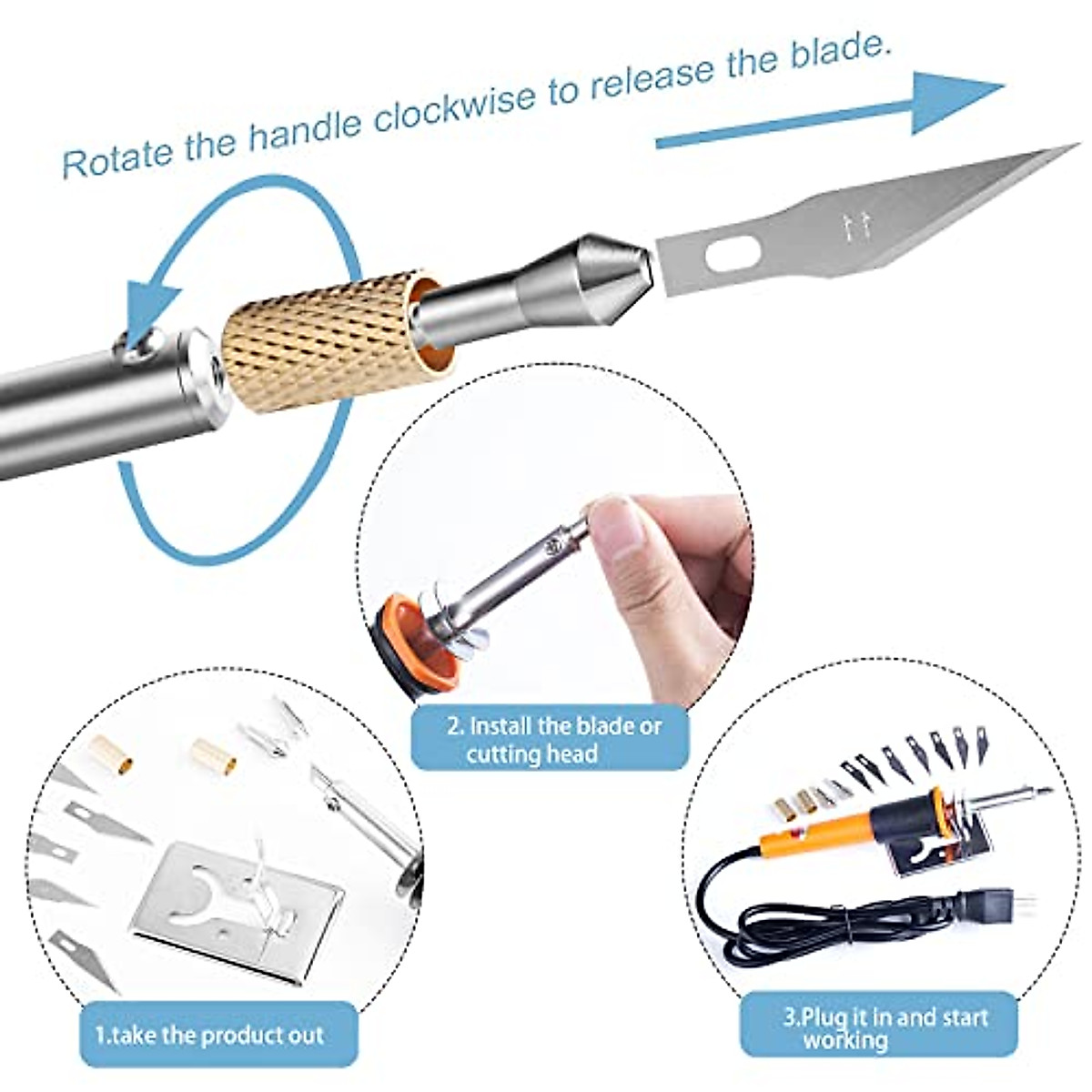 Handheld Electric Hot Knife Cutter Tool,Multipurpose Soldering Iron Tool ,Hot Knife Cutting Tool for Cutting Carving Soft Thin Styrofoam Cloth, Plastic Board, Foam, Wood