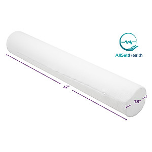 AllSett Health XXL Memory Foam Round Cervical Roll Cylinder Bolster Body Pillow with Removable Washable Cover | Ergonomically Designed Back, Neck and Spine Relief, 47” in Long x 7.5” Wide