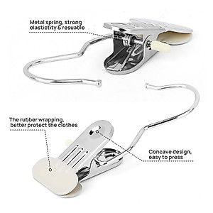 10Pcs Clips for Hanging, Premium Boot Hanger Clips, Portable Clothes Pins Laundry Clips for Pants Socks Boots Dolls, Space-Saving Hook Clips Laundry Hooks for Closet Travel Workout, Single Metal Clips