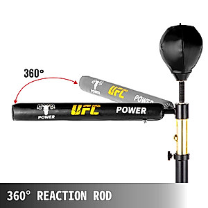 Happybuy Boxing Speed Trainer, Punching Bag Spinning Bar, Training Boxing Ball with Reflex Bar & Gloves, Solid Speed Punching Bag Free Standing, Adjustable Height, for Man, with Two Ball