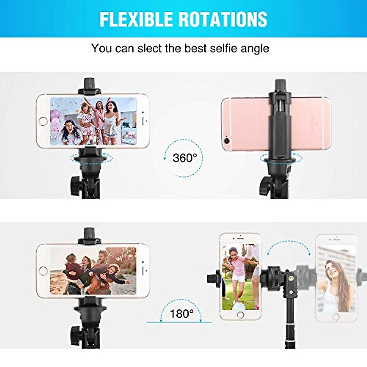 Selfie Stick Tripod 52 Inch Cell Phone iPhone Tripod Stand with Bluetooth Remote Smartphone for iPhone 11 Xs X 6 7 8, Android Cellphone Gopro Camera Mount Portable Monopod Feet Travel Lightweight …
