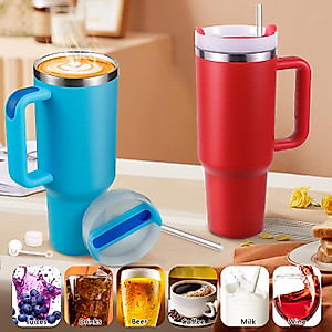 BELYQLY New Version 40oz Stainless Steel Vacuum Insulated Tumbler with Lid and Straw for Water, Smoothie and More, Iced Tea or Coffee (Pool Blue)