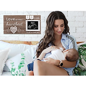 Garybank Sonogram Picture Frame Pregnancy Announcements Gift, Love at First Sight Ultrasound Picture Frames 4x3" Countdown Weeks Design, Baby Room Décor, Gender Reveal Baby Shower First Time Mom Gifts