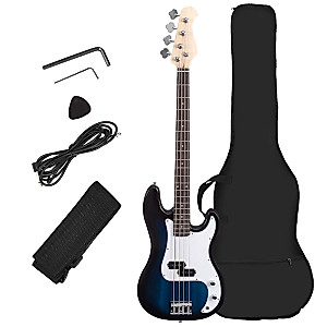 Costzon Full Size Electric 4 String Bass Guitar for Beginner Starter Complete Kit, Rose Fingerboard and Bridge, w/Two Pickups & Two Tone Control, Guitar Bag, Strap, Guitar Pick, Amp Cord (Blue Bass)