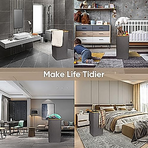 Laundry Hamper with Lid, 100L Large Hampers for Laundry with Handles, Foldable Laundry Basket with Removable Bags, Freestanding Laundry Hamper for Bedroom and Bathroom