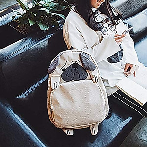 WILDFINDING 3D Dog/Fox Shape Backpack Cute Troubled Face Pug Animal Daypack For Girls (Dog), Medium