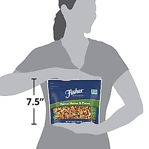 Fisher Chef's Naturals Walnut Halves & Pieces 16 oz, 100% California Unsalted Walnuts for Baking & Cooking, Topping, Resealable Bag, Great with Yogurt & Cereal, Vegan Protein, Keto Snack 1 Pack