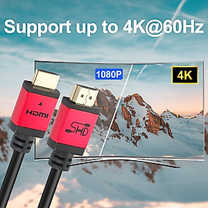 SHD 100 Feet HDMI Cable with Signal Booster, 100' HDMI Cord 2.0V Support 4K 3D 1080P for in-Wall Installation CL3 Rated Black Cable and Red Metal Shell