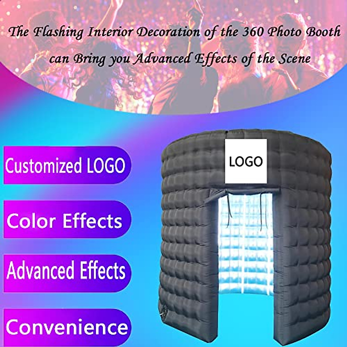 Inflatable Background Wall Suitable for 360 Photo Booth Machine with Silver Reflective Background 158inch Customize Logo Suitable for 360 Photo Booth Machines/Show Parties/Wedding Photography