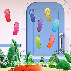 Kanayu 8 Pcs Cruise Door Magnets Cruise Door Magnetic Decorations Flip Flop Cabin Ship Hawaii Sea Car Fridge Magnet Stickers Decor for Summer Beach Carnival