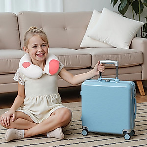 Mewaii Kids Travel Pillow, Cute Strawberry Cow Stuffed Animal Neck Pillow for Kids & Adults, Reversible Plush Squishy 2-in-1 Travel Plush Pillow for Airplane, Car, Train