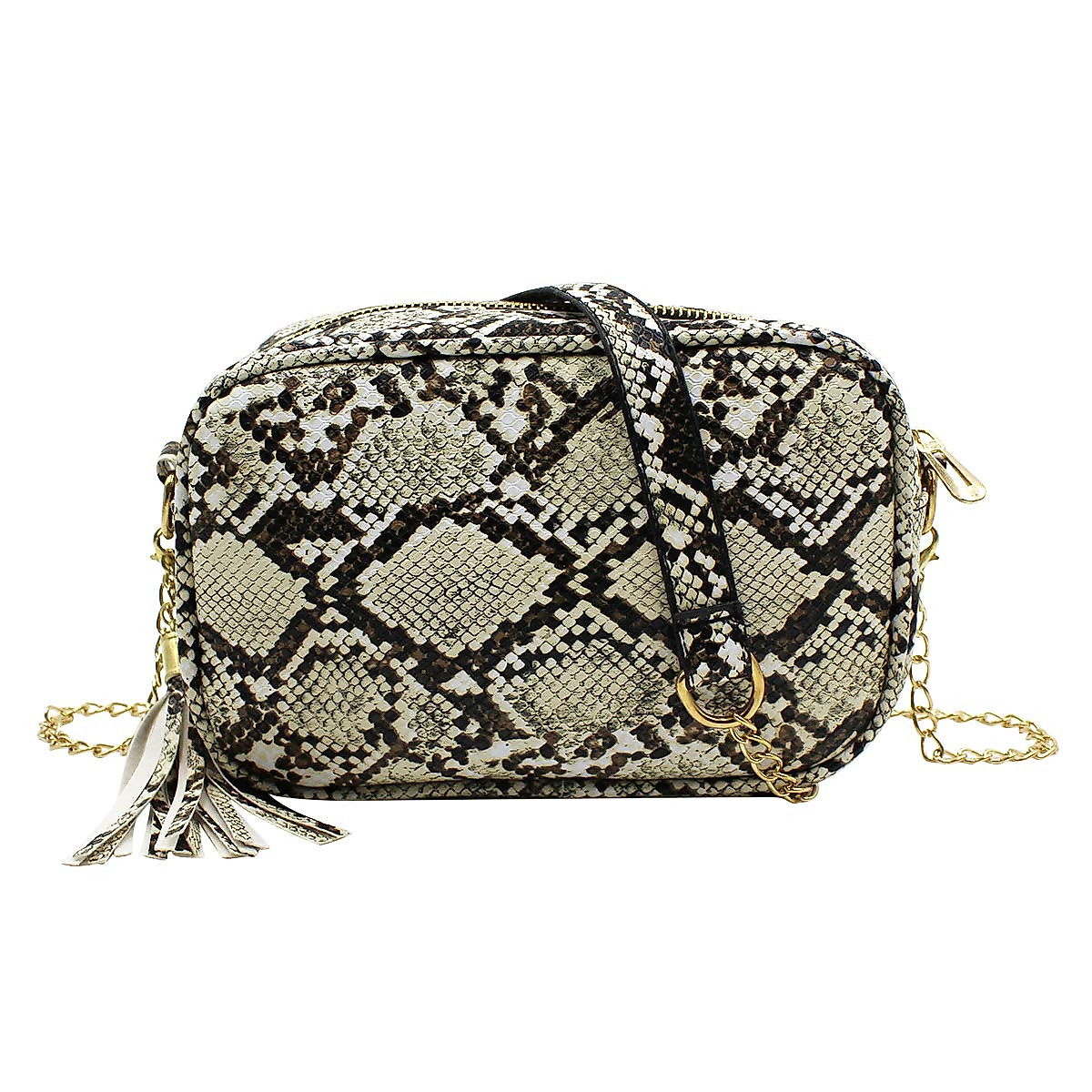 RARITYUS Women Girls Snakeskin Crossbody Purse Shoulder Bag with Fashion Cute Tassels Adjustable Strap for Women Teen Girls