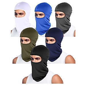 SATINIOR 6 Pieces Ski Mask Full Face Cover UV Sun Protection Balaclava Summer Ice Cooling Neck Gaiter for Men Outdoor Cycling(Black, Dark Grey, Navy Blue, White, Army Green, Royal Blue)