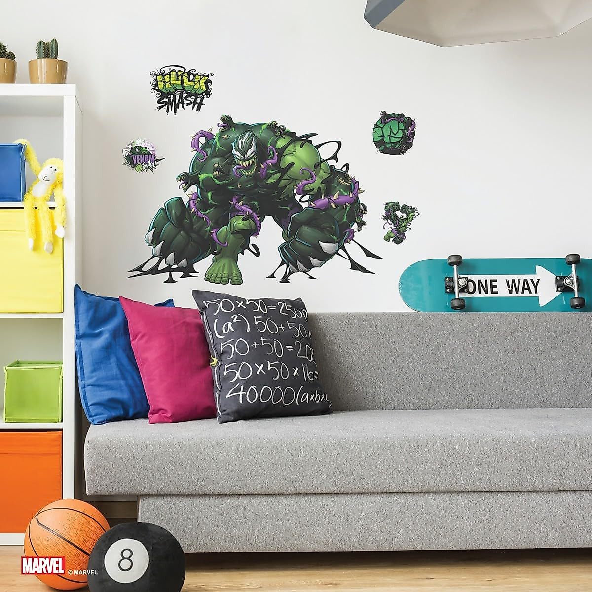 Wall Palz Marvel Venomized Hulk Wall Decals - Marvel Incredible Hulk Wall Decal - with 3D Augmented Reality Interaction - 18" Venom Symbiote Hulk Stickers Marvel Decor