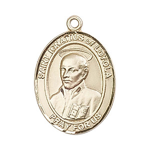 F A Dumont 14kt Gold St. Ignatius of Loyola Medal. Patron Saint of Soldiers