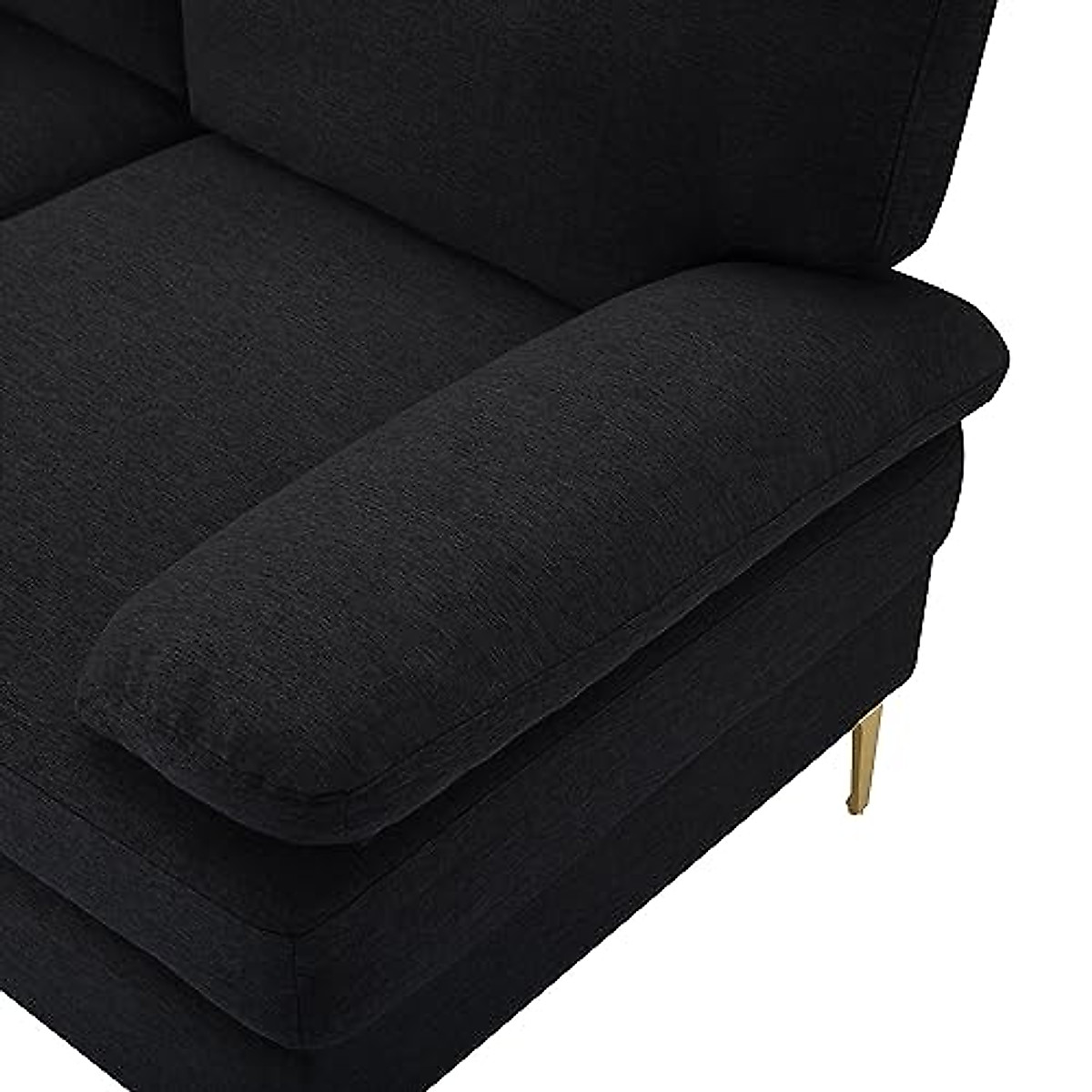 MMTGO U Shape Chenille Modular Sectional Sofa, w/Ottoman, 2 Cup Holders, USB Port, Pillows and Removable Back Cushions, 9 Pieces Upholstered Couch, for Living Room, 79, Black