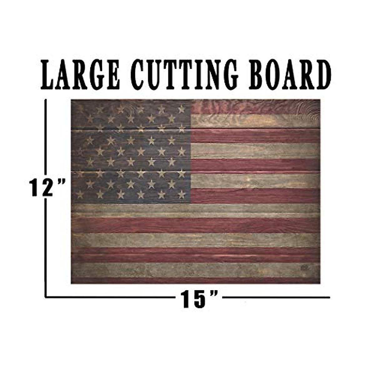Patriotic USA Wood Flag Look Design Glass Cutting Board Decorative American United States of America Rustic Design