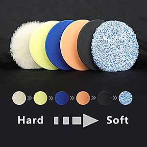 CAR ROAD Buffer Pads Polishing Pads, 6PCs 6 Inch Buffing Pads for 5 Inch 130mm Backing Plate Buffing Sponge Pads Buffing Pads 6 inch Car Polishing Kit Buffer Polisher Compounding, Polishing & Waxing