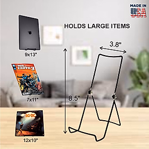Made in USA 12-Pack Sturdy & Durable Adjustable Metal Easels to Display Books, Frames, Comics, Plates & More - Unique on The Market