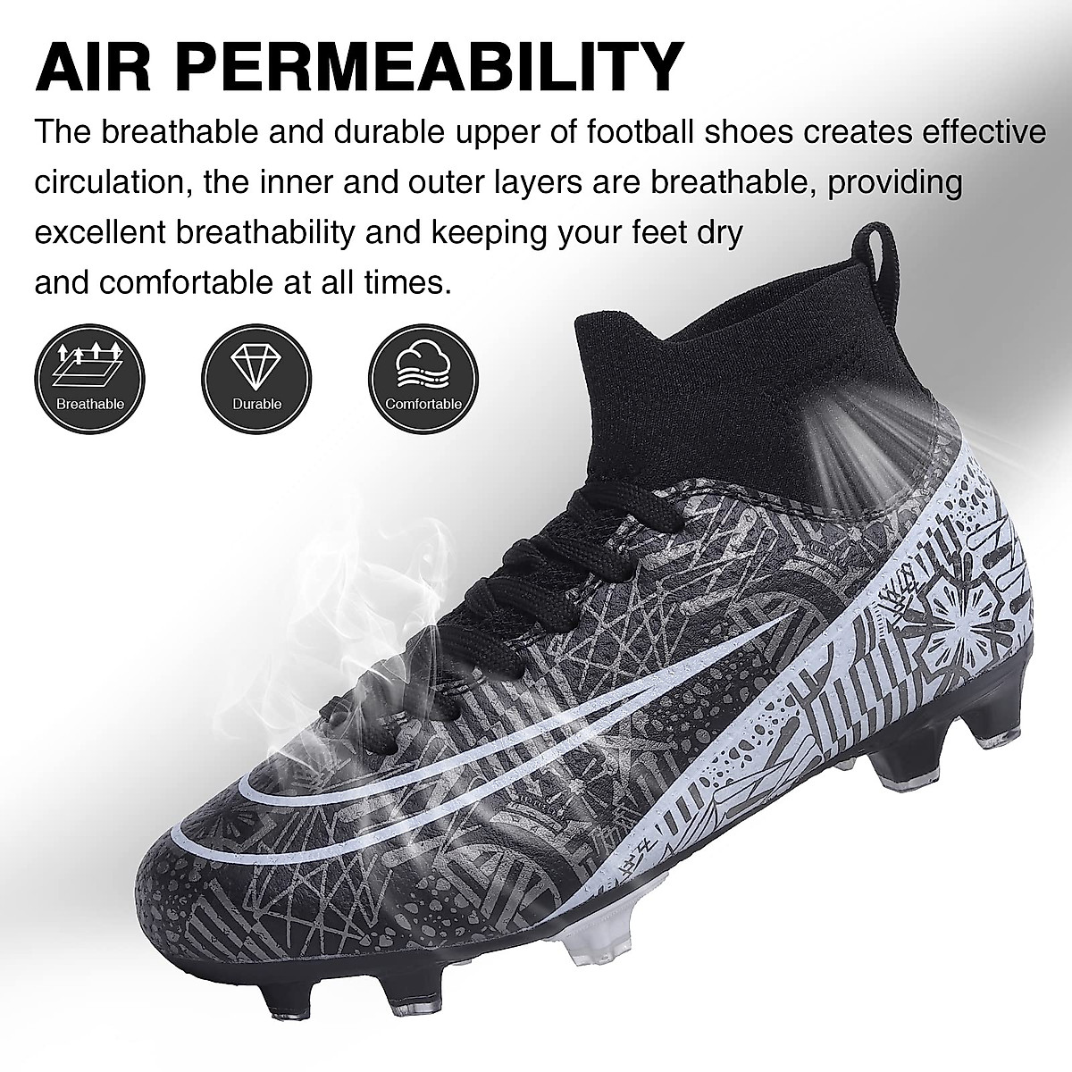 Mens Soccer Shoes Soccer Cleats Women Football Cleats Tacos De Futbol para Hombre Football Shoes for Turf Futsal Shoes Cleats Football Turf Cleats Professional Football Training Boots AG FG
