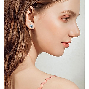 6 Pairs Cubic Zirconia Stud Earrings Set Surgical Steel Hypoallergenic 316L Stainless Steel Earrings for Women Men Contain 3,4,5,6,7,8mm