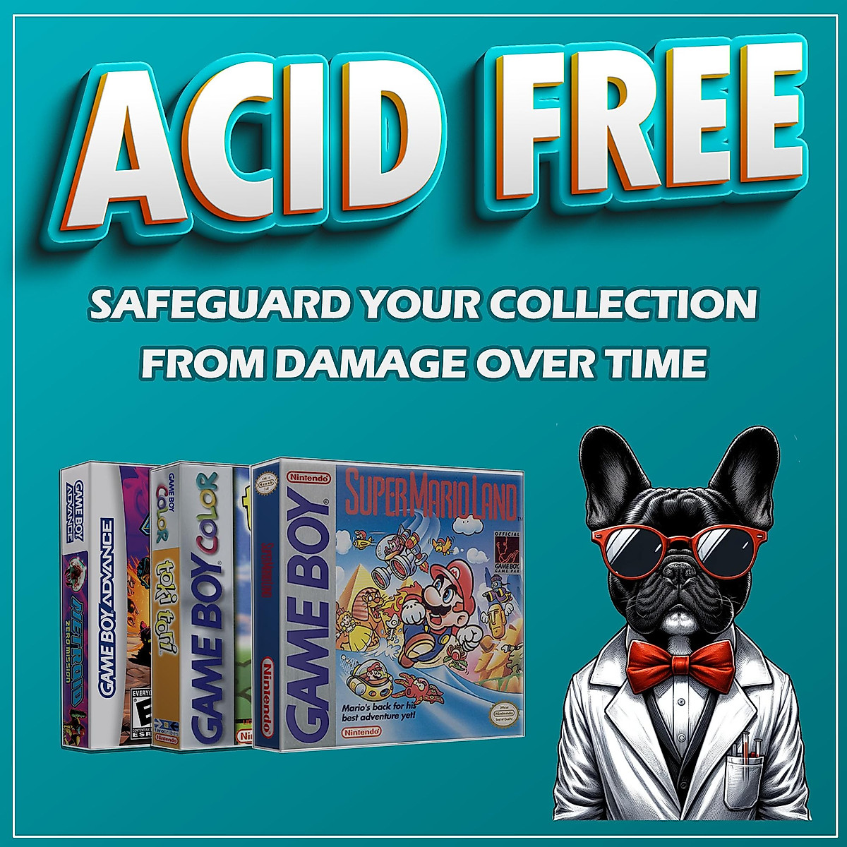 MALKO Video Game Protector Compatible with: Original Game Boy | Color & Gameboy Advance Game Box | Clear Plastic Sleeve | 10 PACK