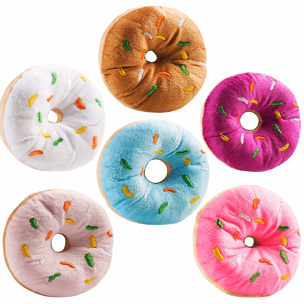 Bedwina Plush Donuts with Sprinkles - (Pack of 12) 1 Dozen Stuffed Donut Pillow Toy Party Favors, Donut Party Supplies Decorations and Stocking Stuffers for Kids