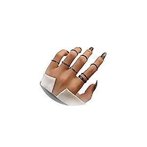 Knuckle Rings Set for Women Vintage Stacking Ring for Girls Boho Midi Rings Gold Rings for Teen Girls Hollow Finger Rings（Black）