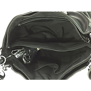 Zzfab Sparkle Rhinestone Suede Hobo Handbag Black