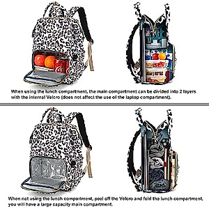 Yusudan Leopard Lunch Backpack for Women, Insulated Cooler Work Business Laptop Backpacks Girls School Backpack College Bookbags