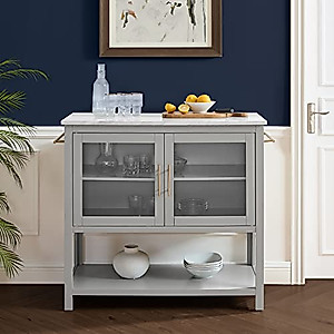 Crosley Furniture Katrina Kitchen Island with Faux Marble Top, Gray