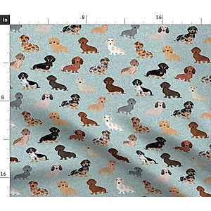 Spoonflower Fabric - Dachshund Pet Quilt Dog Breed Silhouette Coordinates Multi Dogs Printed on Petal Signature Cotton Fabric by The Yard - Sewing Quilting Apparel Crafts Decor