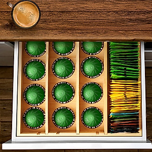 FUHUIM Bamboo k Cup Holder for Drawer Countertop, Coffee pod Holder Organizer , K- Cup Storage for Coffee Station Home Office and Kitchen (Bamboo)