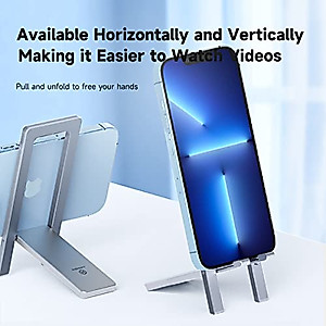 Hagibis Cell Phone Stand for Desk, Foldable Aluminum Phone Holder, Ultra Slim Portable Travel Office Adjustable Mount for iPhone 14 13 12 11 Pro Max X SE XR 8 Plus Samsung Galaxy iPad Mini