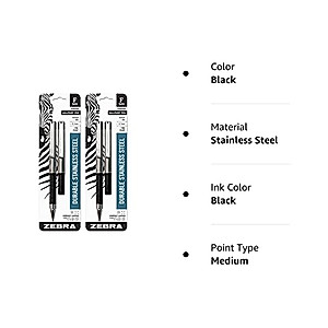 4 Zebra F-301 Compact Ballpoint Pens (2 Packs of 2), Black