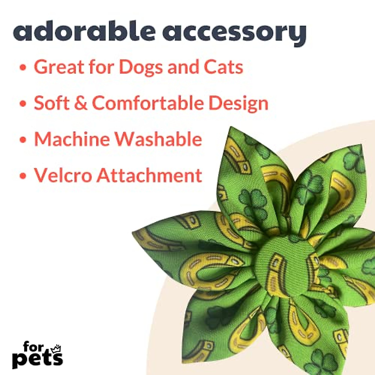H&K Pet Pinwheel | Lucky Charm (Small) | St. Patricks Day Velcro Collar Accessory for Dogs/Cats | Fun Pet Pinwheel Collar Attachment | Cute, Comfortable Pet Accessory