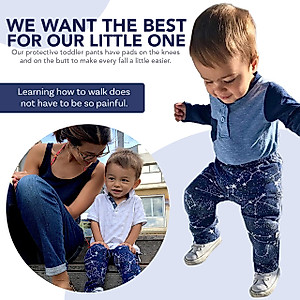 Sandra Aris | Crawling Pants for Babies & Toddlers | Added Butt and Knee Padding for Kids Learning to Crawl & Walk (Super Star, 3T)