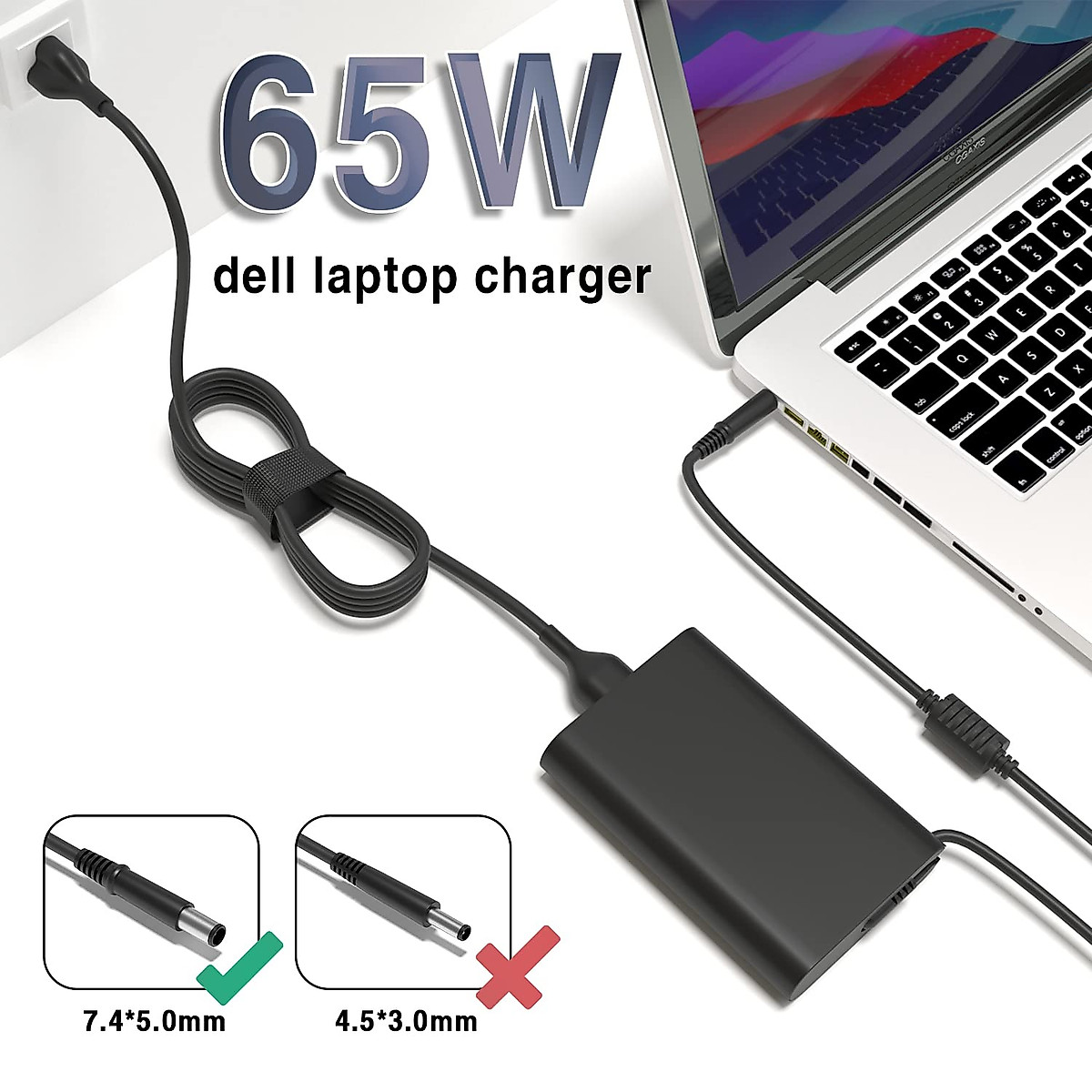 WZXHU 65W 19.5V 3.34A Laptop Charger Replacement for Dell Latitude 5400 5480 5490 7480 7490 5500 5580 5590 7280 7290 e7470 e6420 e6430 e6440 e5450 e5470 LA65NM130 AC Adapter Power Cord