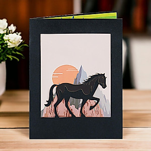 Rykamia Horse Pop Up Card, Blank Horse Card, Horse Birthday Card, Horse Thank You Card, Horse 3D Card, Horse Gift, Horse Get Well Card, Equestrian Gift, Card for Mom, Dad, Friends, Son, All Occasion