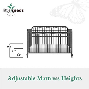 Little Seeds Raven 3-in-1 Convertible Metal Crib, JMPA Certified, Gray