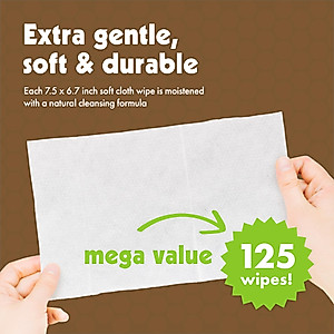 Petkin Mega Val-Pak Pet Wipes, 125 Wipes - Oatmeal Pet Wipes for Dogs and Cats - for Face, Paws, Ears, Body and Eye Area - Super Convenient Dog Cleaning Wipes, Ideal for Home or Travel - Easy to Use