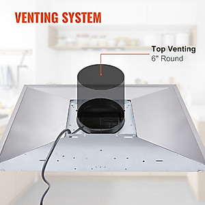 VEVOR TD1775Y-AC-I1 Wall Mount Range Hood Ducted Kitchen Stove Vent, Silver