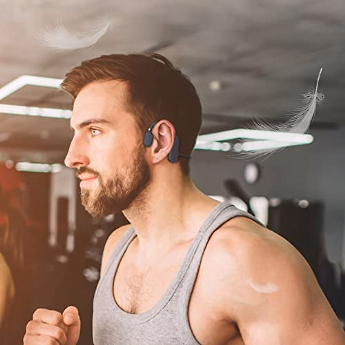 ZUBANA Bone Conduction Headphones, Workout Headphones for Menand Women, with Built-in Mic, Waterproof Earphones, Running, Cycling, Hiking, Gym, Climbing & Driving-Gray