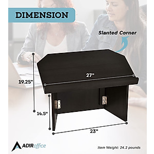 AdirOffice Tabletop Podium, Folding Podium Ideal as a Tabletop Lectern, Black
