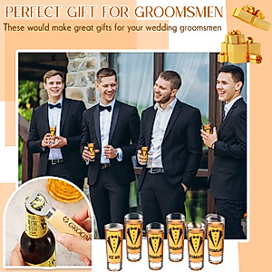 Didaey 12 Pcs Groomsmen Shot Glasses and Beer Bottle Opener Set Include 6 Best Man Groomsmen Shot Glasses and 6 Bottle Opener Bulk Groomsmen Gifts Groomsman Proposal Gifts for Wedding Favor (Simple)