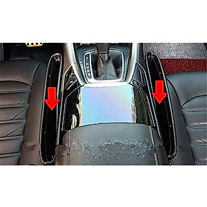 Fochutech 2x Car Pocket Organizer Seat Console Gap Filler Side Catcher Tray PU Leather Inside Out Interior Accessories For Wallet Phone Coins Cigarette (Black)