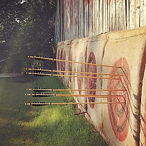 Huntingdoor 12 Pcs Turkey Feather Fletching Wooden Arrows Archery Target Arrows with Field Points for Recurve Bow or Longbow Targeting Practice Shooting (NATURE)
