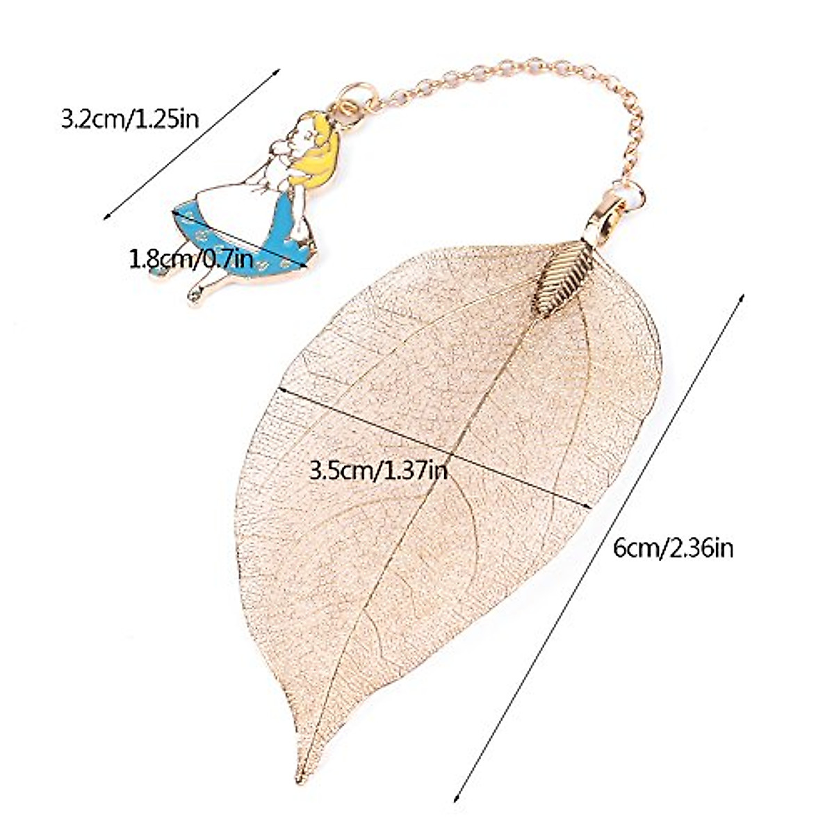 iFCOW Bookmark Creative Gold Metal Leaf with Pendant Fairy Tale Style for Book Paper Reading Kid Boy Girl Student Alice