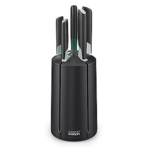 Joseph Joseph Elevate Knives 5-piece Carousel Set, Japanese Stainless Steel Knife Block - Editions - Sage Green and Black